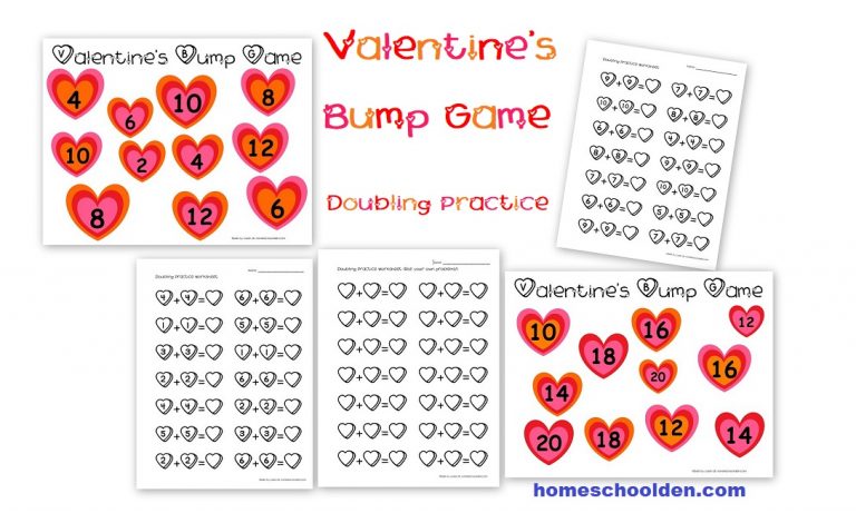 Valentine's Bump Game - Doubling (Addition) - Homeschool Den