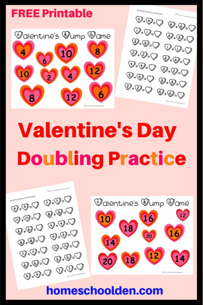 Valentine's Bump Game - Doubling (Addition) - Homeschool Den