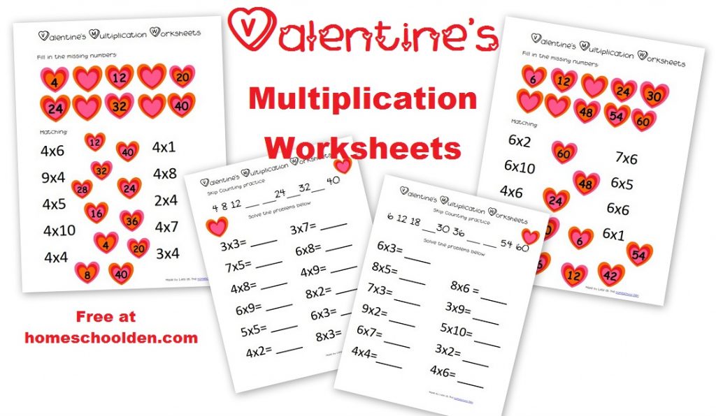 Valentine's Multiplication Worksheets and Game Boards - Homeschool Den