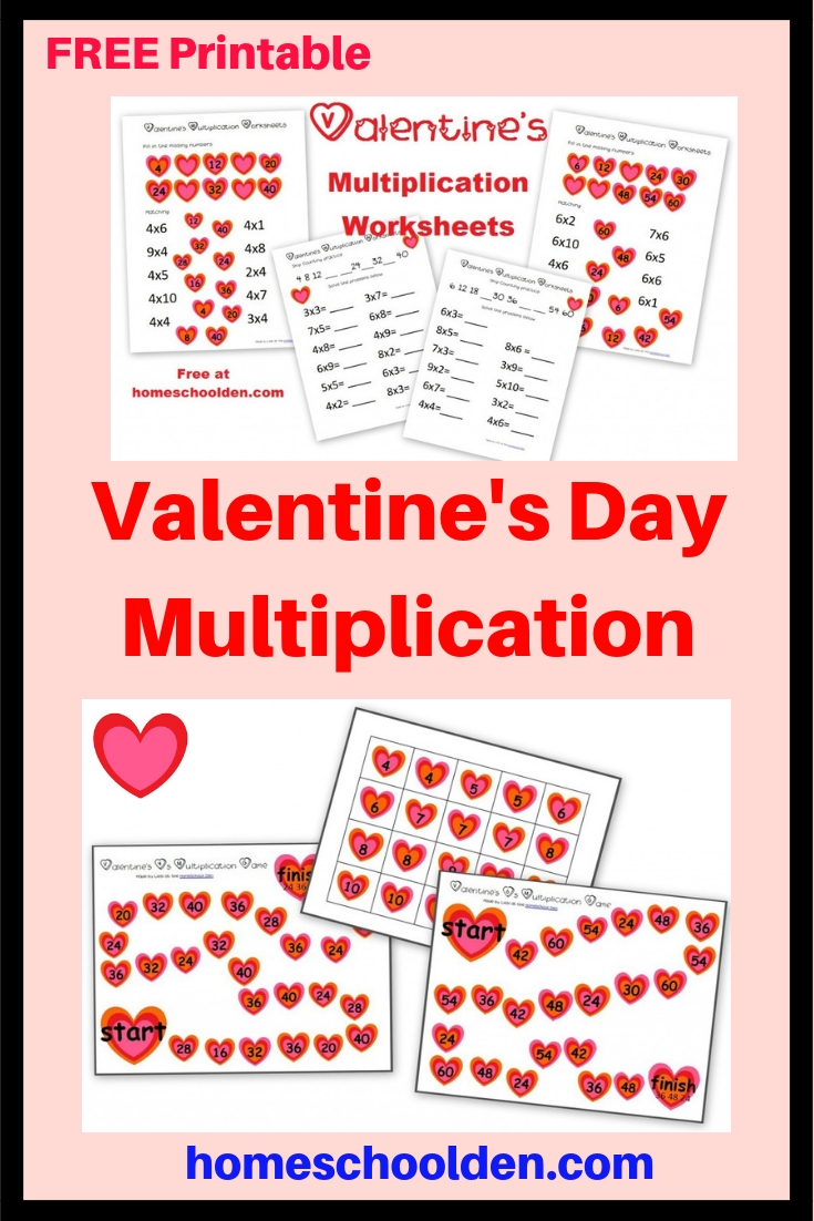 Valentine's Multiplication Worksheets and Game Boards - Homeschool Den