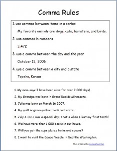 Comma Rules and Practice Sheets (Free) - Homeschool Den