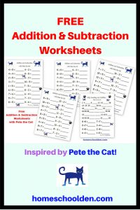 Addition and Subtraction with Pete the Cat (Free Worksheets ...