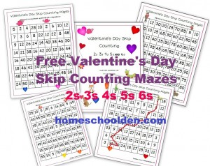 Valentine's Day Skip Counting Mazes for 2s 3s 4s 5s 6s - Homeschool Den