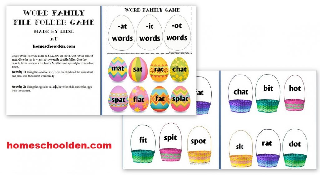 Free Easter Games: Word Family Game for -at -it -ot, Egg Races Math ...