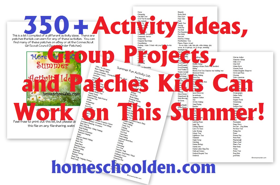 Summer Activity List 350 Activities For Kids Homeschool Den
