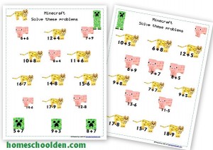 Free Minecraft Math Addition & Subtraction Practice Pack - Homeschool Den