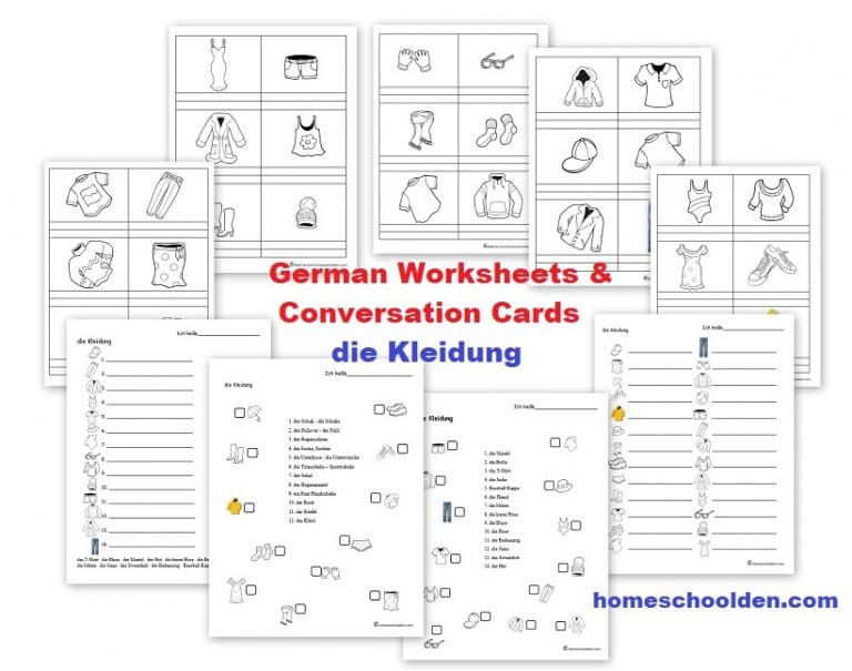 German Conversation Cards and Worksheets: Clothing - die Kleidung ...