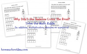 Skeleton Math Riddle (Free Math Worksheet for Addition, Multiplication ...