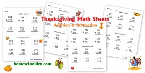 Thanksgiving Addition and Subtraction Worksheets (Free) - Homeschool Den
