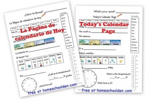 Daily Calendar in Spanish! La Página de calendario de Hoy - Homeschool Den