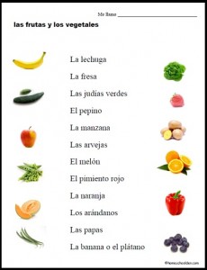 Spanish Fruit and Vegetable Cards: Tarjetas para clasificar las frutas ...