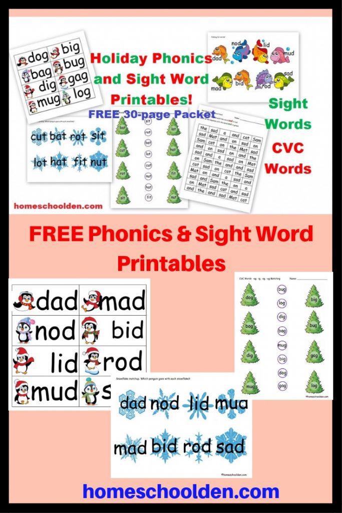 FREE Sight Word and CVC Holiday Activity Packet - Homeschool Den