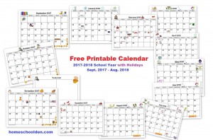 Free Printable Calendar 2017-2018 School Year - Homeschool Den