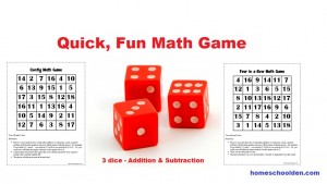 Fun Math Game with 3 Dice! (Freebie) - Homeschool Den