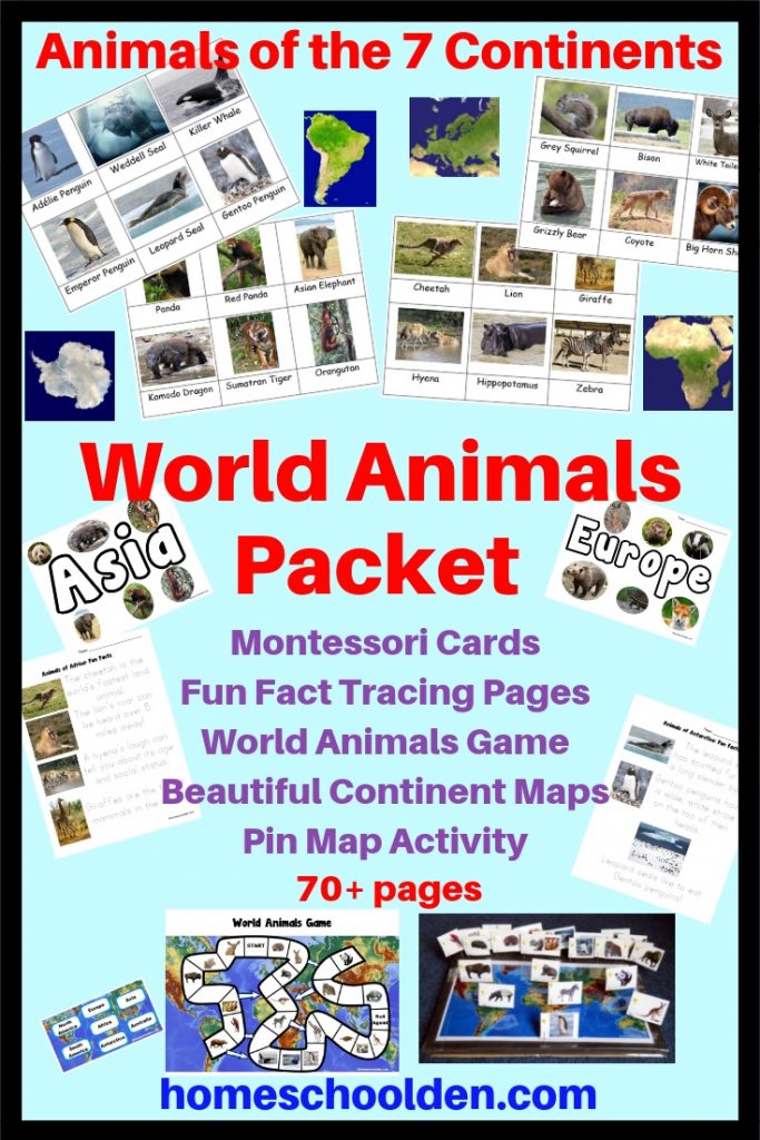 World Animals Activities (Montessori Cards, Board Game, Pin Map ...