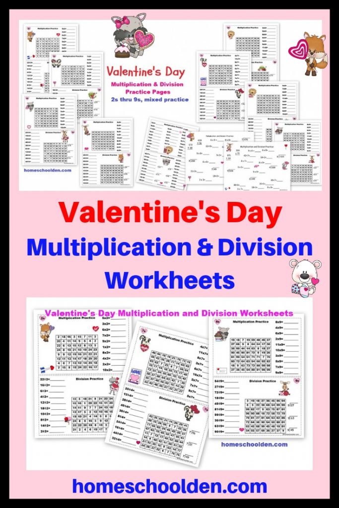 Valentine's Day Multiplication and Division Worksheets - Homeschool Den