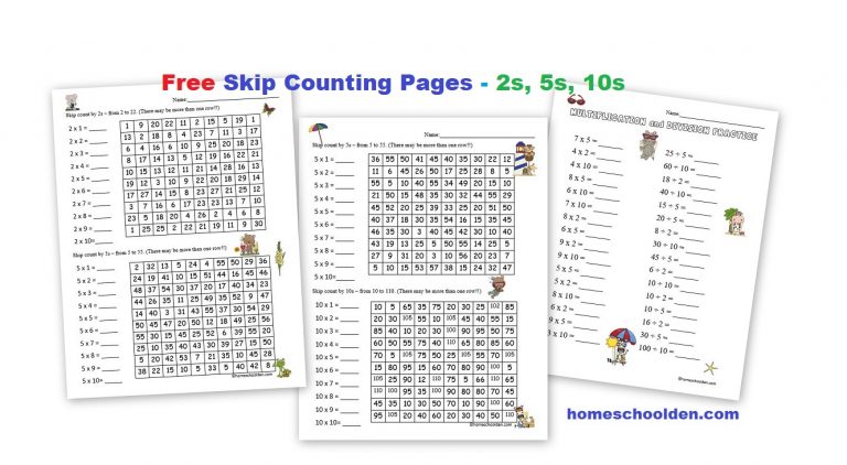 Monday Math Freebie- Skip Counting Mazes 2s 5s 10s - Homeschool Den