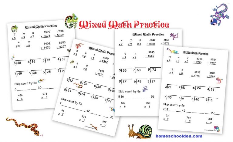 Mixed Math Practice - Monday Freebie - Homeschool Den