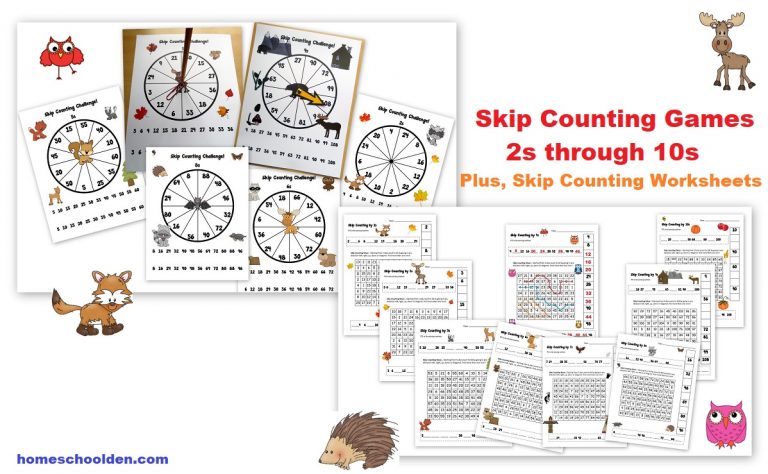 Skip Counting Games and Worksheets 2s through 10s - Homeschool Den
