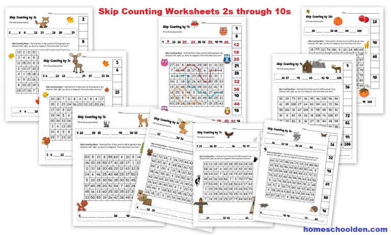Skip Counting Games and Worksheets 2s through 10s - Homeschool Den