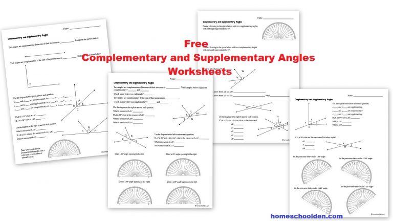 Free Complementary and Supplementary Angles Worksheets - Homeschool Den