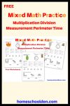 Free Mixed Math Practice Sheets - Multiplication Division Measurement ...
