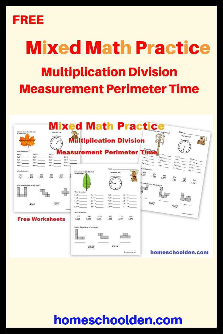 Free Mixed Math Practice Sheets - Multiplication Division Measurement ...
