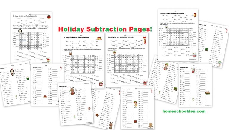 New Holiday Subtraction Packet Added to the Math Bundle! - Homeschool Den