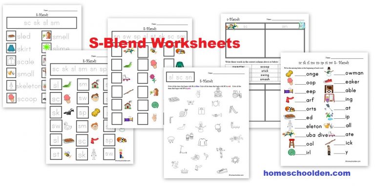S-Blend Worksheets and Activities - Homeschool Den