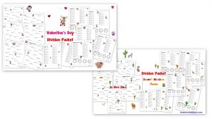 Division Practice Worksheets - Valentine's Day or Desert Themed Packets ...