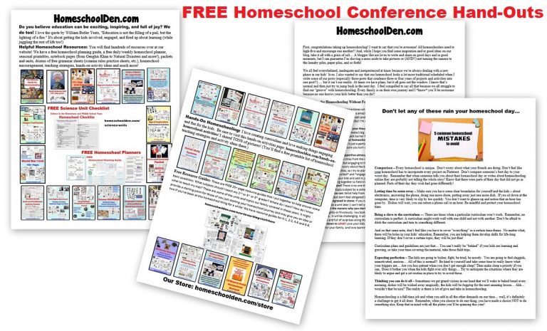 Free Homeschool Conference Hand-Outs & Homeschool Resources ...