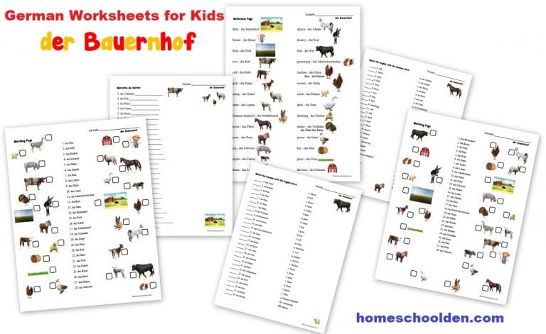 German Worksheets - der Bauernhof - the Farm - Homeschool Den