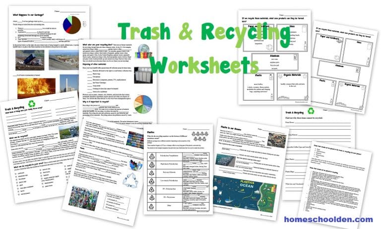 Trash and Recycling Worksheets and Activities - Homeschool Den