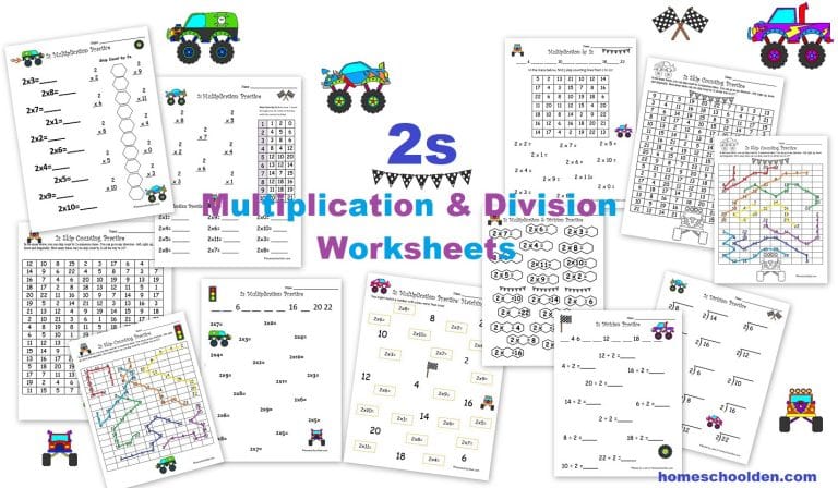 Free Fall Multiplication Worksheets 2s 5s 10s - Homeschool Den