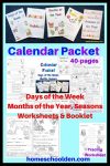 Calendar Packet - Days of the Week, Months, Seasons Worksheets ...