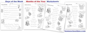 Calendar Packet - Days of the Week, Months, Seasons Worksheets ...