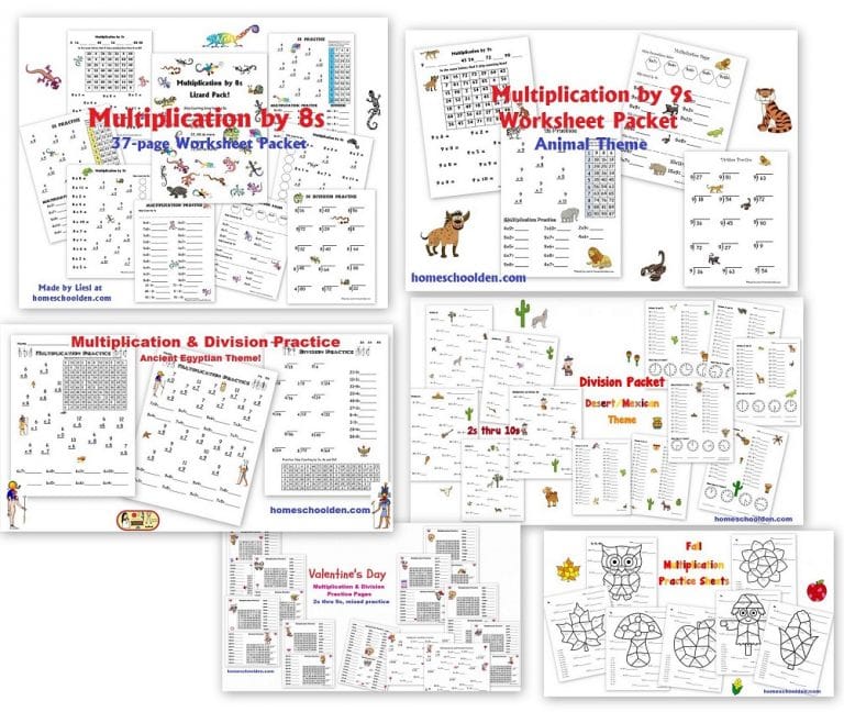 Valentine's Day Multiplication and Division Worksheets - Homeschool Den