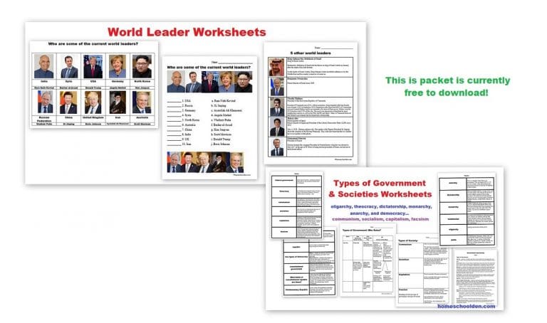 Types of Governments Worksheets - World Leaders (Currently Free ...
