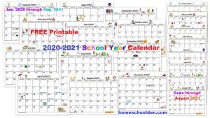 Free 2020-2021 Calendar Printable - Homeschool Den