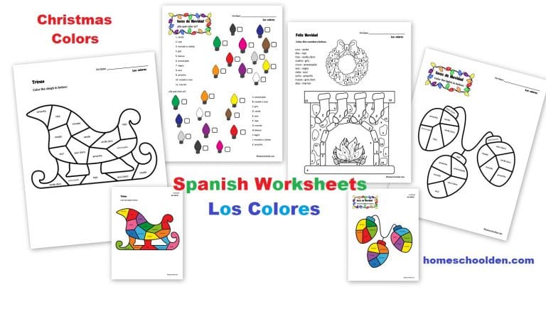 Spanish Worksheets - Navidad Los Colores - Homeschool Den