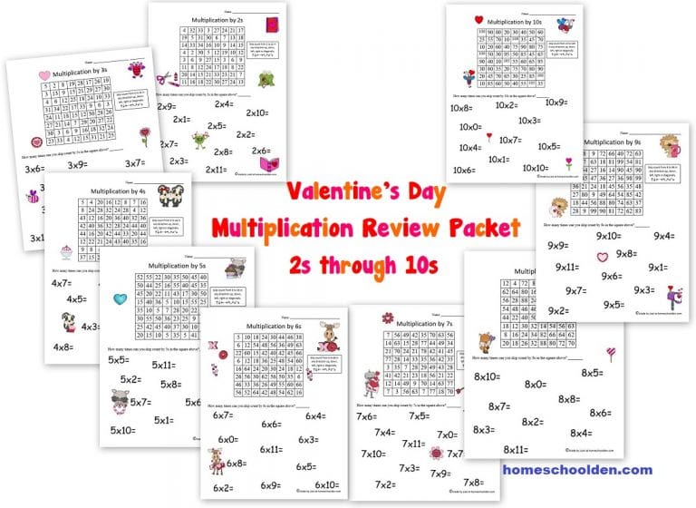 Valentine's Day Multiplication and Division Worksheets - Homeschool Den