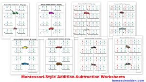 Addition - Subtraction Cars and Trucks Packet - Homeschool Den
