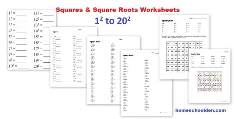 Square and Square Roots Worksheets, Games and Activities - Homeschool Den