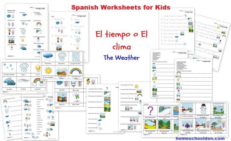 Spanish Worksheets for Kids - Days Months Seasons Weather - Homeschool Den