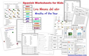 Spanish Worksheets for Kids - Days Months Seasons Weather - Homeschool Den