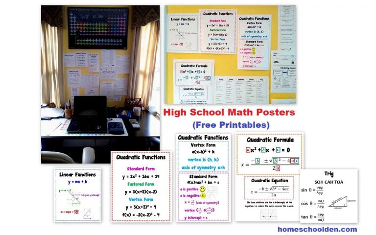 High School Math Posters (Free Quadratic Equation Printables ...