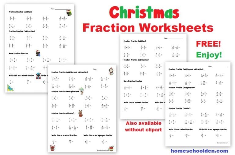 FREE Fraction Worksheets - Homeschool Den