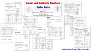 Linear and Quadratic Functions - Algebra Review Worksheets - Homeschool Den