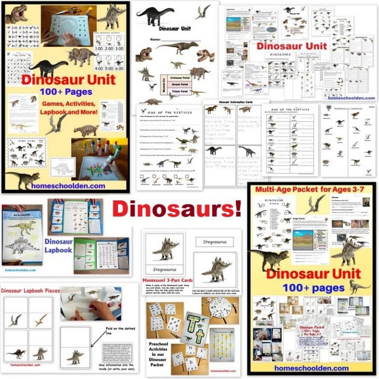 Dinosaur Packet for 3-7 Year Olds - Homeschool Den