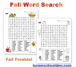 Fall-Autumn Word Search - Homeschool Den